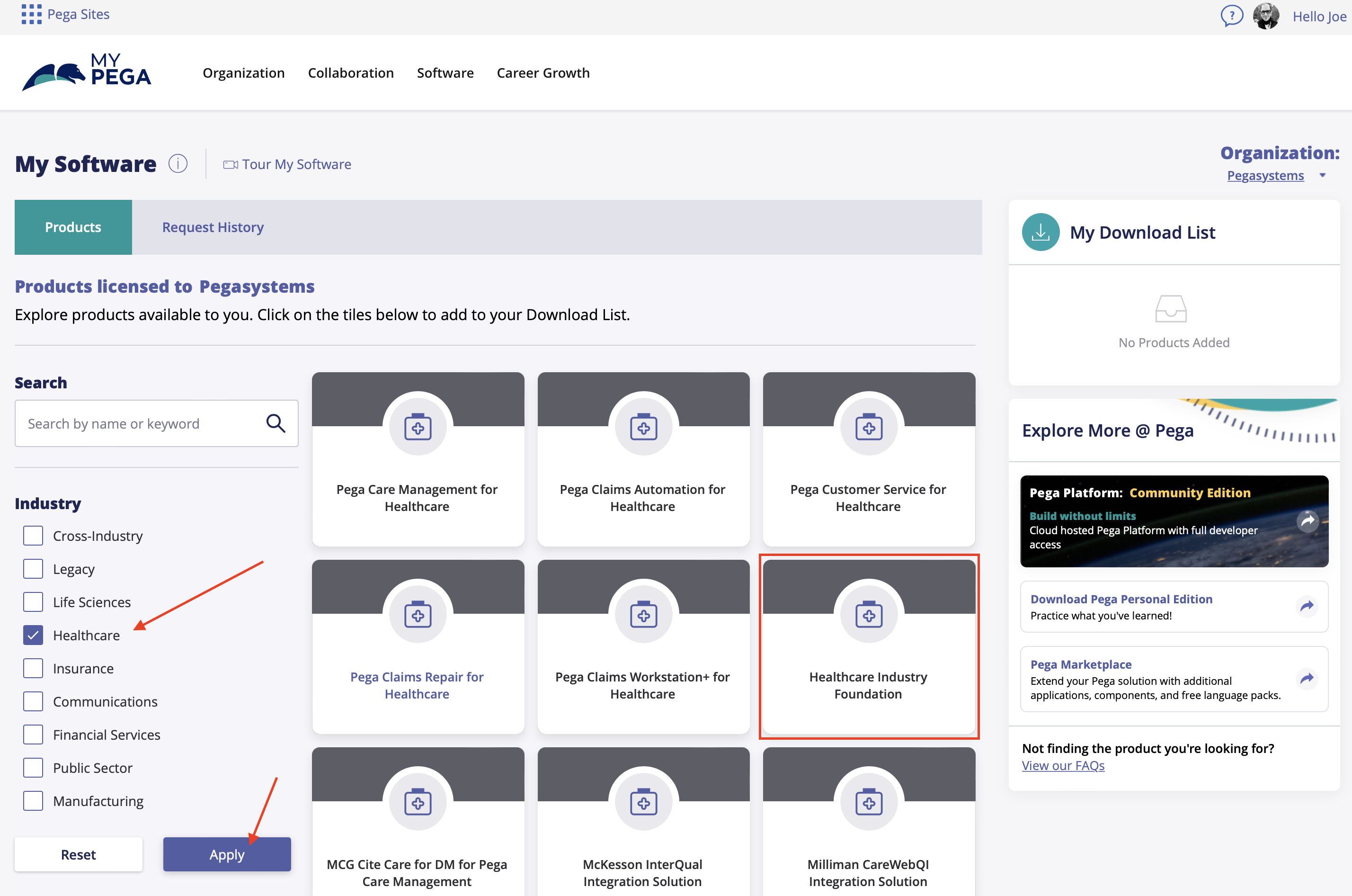 Pega foundation for healthcare product | Support Center